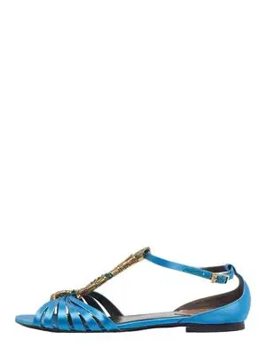 Roberto Cavalli Snake Logo T-strap Sandals - Blue