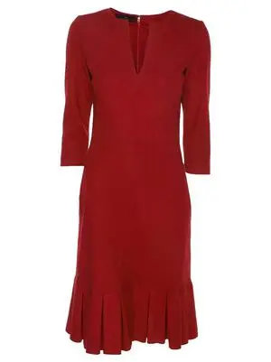 Carolina Herrera Wool Midi Dress - Red