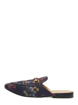 Gucci Brocade Horsebit Mules - Blue