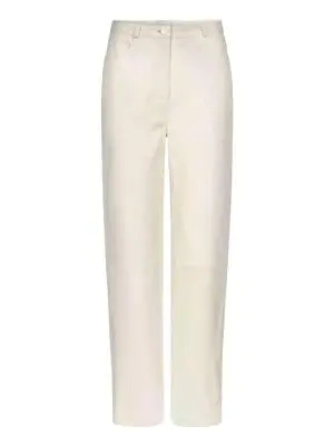 Loulou De Saison Straight Leg Lambskin Trousers - Neutrals