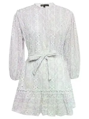 Maje Cotton Embroidery Mini Dress - White