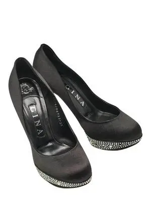 GINA 115mm Crystal-embellished Heeled Pumps - Black