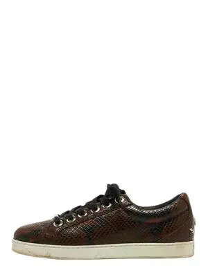 JIMMY CHOO Python-embossed Leather Star Sneakers - Brown