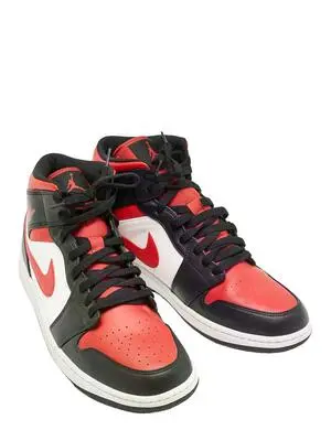 JORDAN Air 1 Mid Leather Sneakers - Red