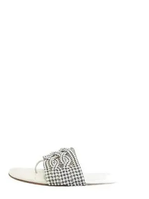 GINA Loren Leather Flat Sandals - White