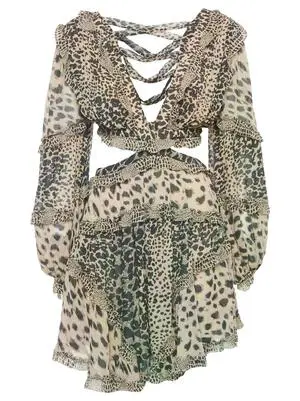 Zimmermann Leopard-print Mini Dress - Neutrals