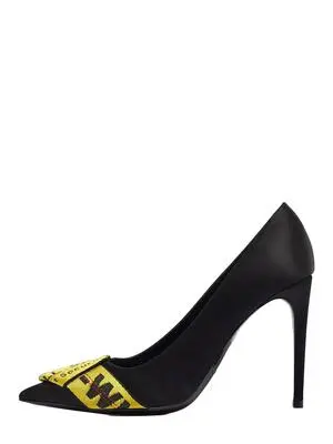 Off-White 110mm Ribbon-detail Satin Pumps - Black