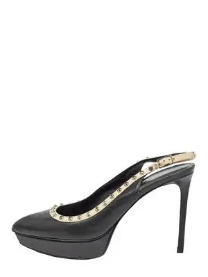 Saint Laurent Platform Studded Slingback Pumps - Black