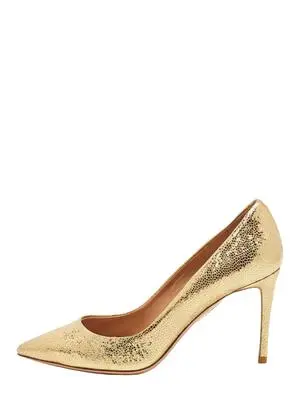 AQUAZZURA Calf Leather Pointed-toe Pumps - Gold