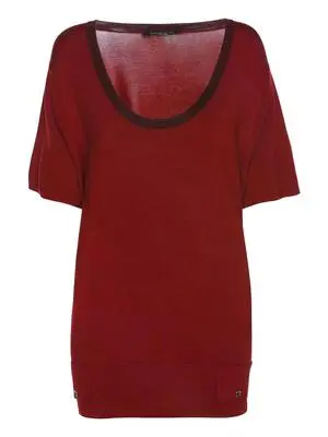 Marina Rinaldi Stretch-knit Scoop-neck T-shirt - Red