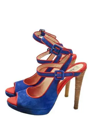 Moschino Buckle Suede Sandals - Blue