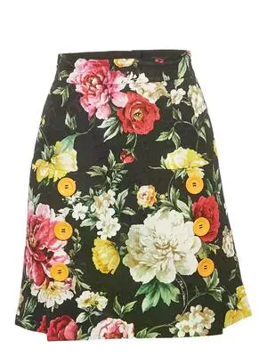 Dolce & Gabbana Floral Jacquard Mini Skirt - Black
