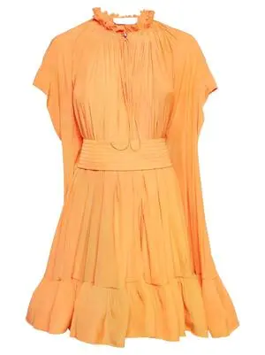 LANVIN Ruffled Cape-sleeve Mini Dress - Orange