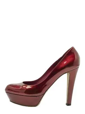 SERGIO ROSSI Patent Leather Platform Pumps - Red