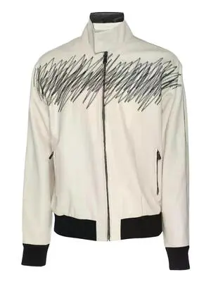 Bottega Veneta Embroidered Leather Jacket - Neutrals