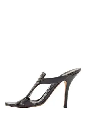 GINA 105mm Embellished Leather Sandals - Black
