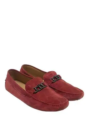 TOD'S Chain-detail Suede Loafers - Red