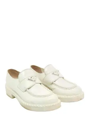 Prada Leather Plaque Loafers - Neutrals