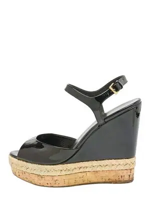 Gucci Peep-toe Wedge Sandals - Black