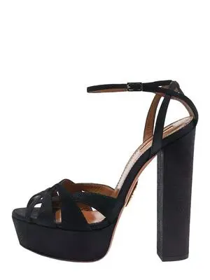 AQUAZZURA Platform Suede Sandals - Black
