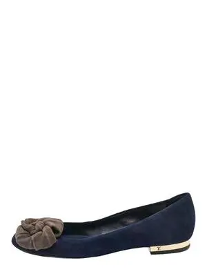 LOUIS VUITTON Bow-detail Suede Ballet Flats - Blue