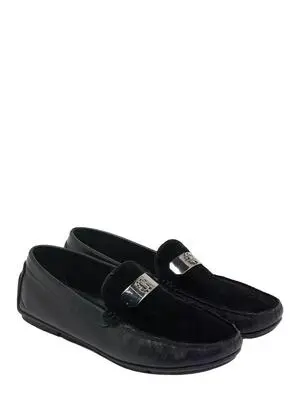 Roberto Cavalli Leather And Fabric Loafers - Black