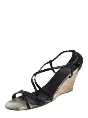 BURBERRY Patent Leather Wedge Sandals