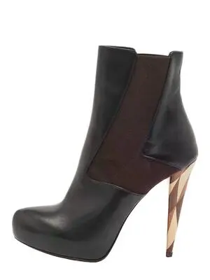 Fendi 90mm Leather Platform Boots - Black