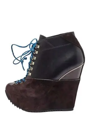 GIUSEPPE ZANOTTI Leather Wedge Boots - Brown
