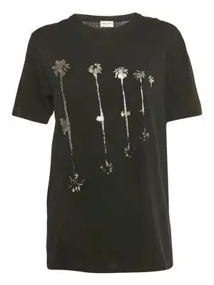 Saint Laurent Metallic-print T-shirt - Black
