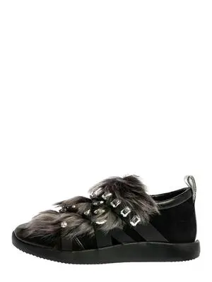 GIUSEPPE ZANOTTI Fur Crystal Sneakers - Black