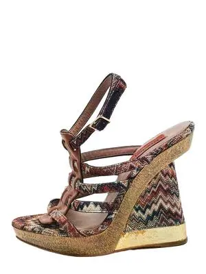 Missoni Leather Zig-zag Wedge Sandals - Neutrals