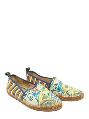 Dolce & Gabbana Majolica Canvas Espadrilles - White