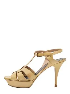 Saint Laurent Tribute Leather Sandals - Neutrals