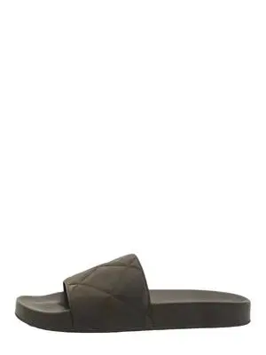 Bottega Veneta Rubber Diamond Pattern Slides - Brown