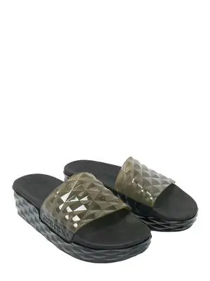 JIMMY CHOO Diamond-patterned Platform Slides - Grey
