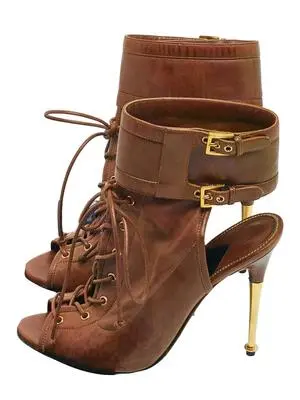 TOM FORD Cut-out Leather Ankle Boots - Brown