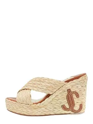 JIMMY CHOO 110mm Dovina Wedge Sandals - Neutrals