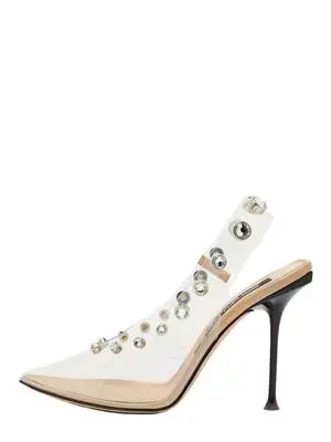 SERGIO ROSSI 110mm Milano Crystal-embellished Pumps - White