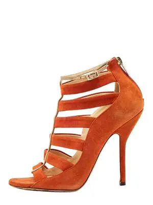 JIMMY CHOO Suede Strappy Sandals - Orange