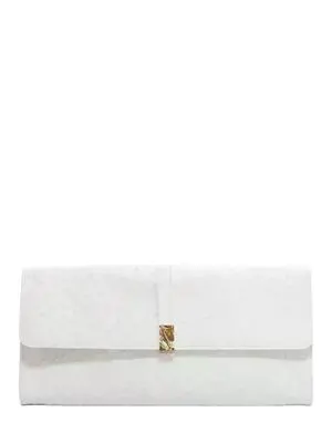 Loulou De Saison Mohini Ostrich-effect Leather Clutch - White