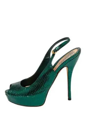 Gucci 130mm Sofia Snakeskin Effect Sandals - Green