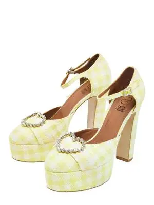 MALONE SOULIERS Check-print Platform Pumps - Yellow