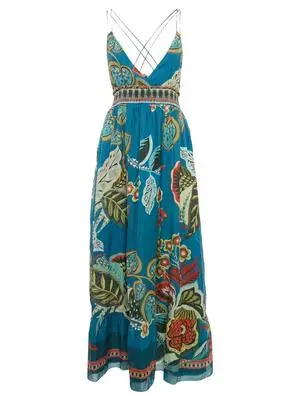 Red Valentino Floral-print Midi Dress - Blue