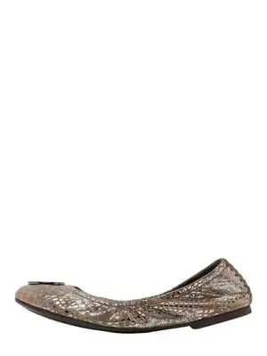 Tory Burch Metallic Snake-effect Ballet Flats - Neutrals