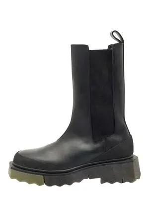 Off-White Leather Pull-on Boots - Black