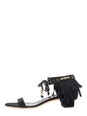 Gucci Fringe Suede Sandals - Black