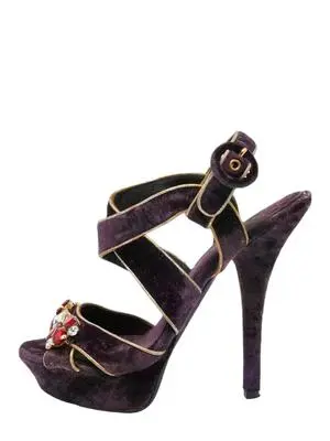 Dolce & Gabbana 140mm Leather Jewel-detail Sandals - Purple