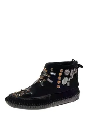 Tory Burch Embellished Suede Boots - Black