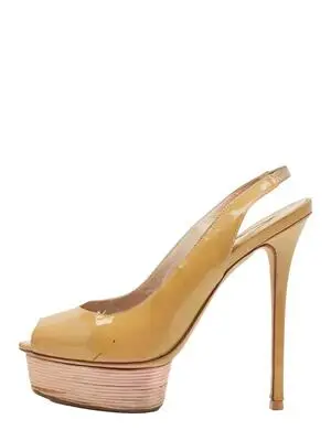 LE SILLA Patent Leather Slingback Heels - Neutrals